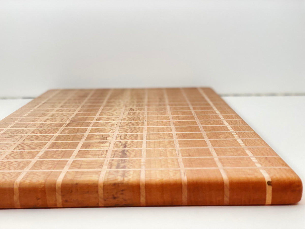 sycamore and curly maple grid board – Threehexagons